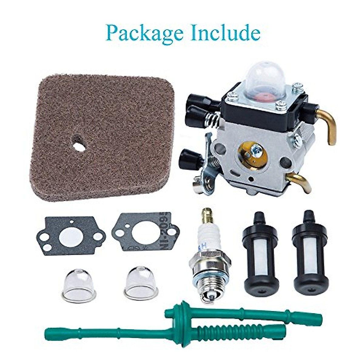 HOODELL Adjustable FS55 Carburetor, Easy-Start FS 55 Carb with Rebuild Kit, Premium FS55R FS45 Carburetor for ZAMA STIHL String Hedge Trimmer Weed Eater Parts with Fuel Line Kit