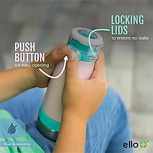 Ello Emma 14oz Vacuum Insulated Stainless Steel Kids Water Bottle with Straw and Built-in Carrying Handle and Leak-Proof Locking Lid for School Backpack, Lunchbox and Outdoor Sports, Lilac