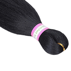 Pre-Stretched Braiding Hair Extensions Black-12 Inch 8 Packs Synthetic Braiding Hair Crochet Braids, Natural Easy Braid Crochet Hair, Hot Water Setting Professional Soft Yaki Straight Texture (#1B)