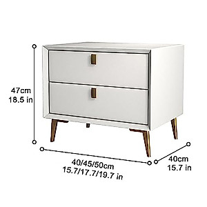 Nightstand with 2 Drawers, Solid Wood Nightstand Sofa Side Table, End Side Table with Storage, Bedside Table with Metal Legs (Color : Green, Size : 45x40x47cm)
