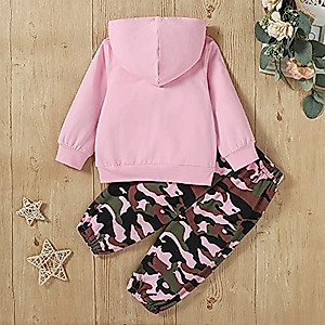 Toddler Baby Girl Winter Outfits Blessed Printed Hooded Top + Camouflage Pants 2pcs Clothes Set Tracksuit