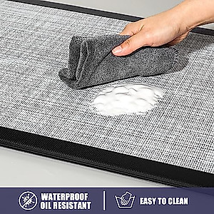 WEZVIX Anti Fatigue Kitchen Mat [2 PCS], Cushioned Non-Skid, Waterproof Floor Mat, Ergonomic Comfort Foam Standing Rugs for Floor, Kitchen, Office, Sink, Laundry - Black and Grey