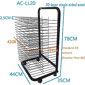 EUKKIC Drying & Print Racks, 20-Shelf Mobile Classrooms Drying Rack with 20 Wire Shelves for Works of Art Studios and Home Use