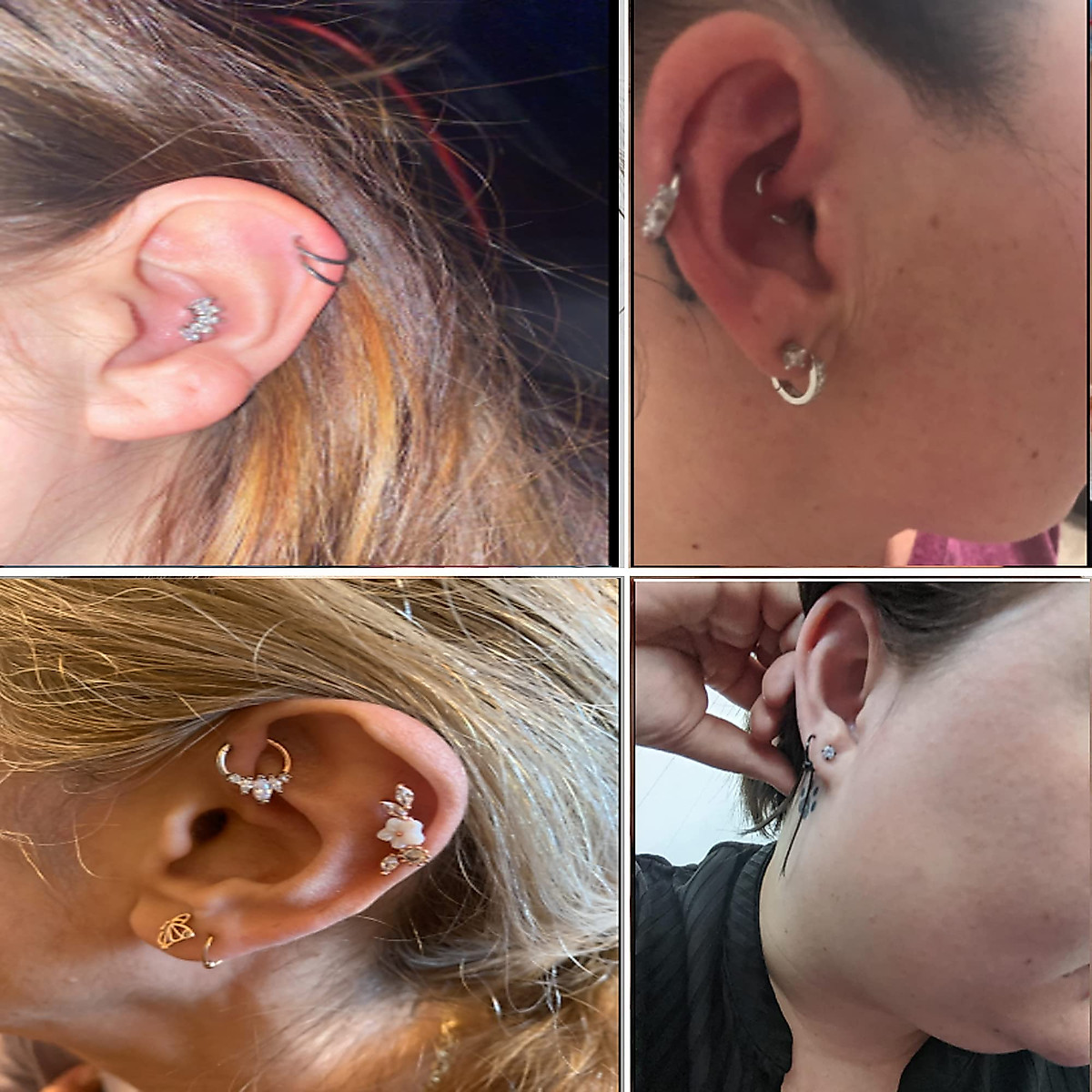 Yachy 7Pairs 16G 20G Cartilage Hoop Earring Cartilage Earring Stud for Women Barbell Piercing Stainless Steel Nose Lip Ring Daith Helix Conch Tragus Earring Piercing Jewelry, Metal, cubic-zirconia