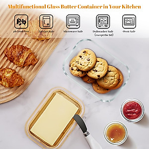XCC Large Glass Butter Dish with Lid, Upgraded the Capacity to Holds 1lb of Butter, Butter Keeper with Knife for countertop and Double High-quality Silicone Seal, Kitchen Decor and Gifts