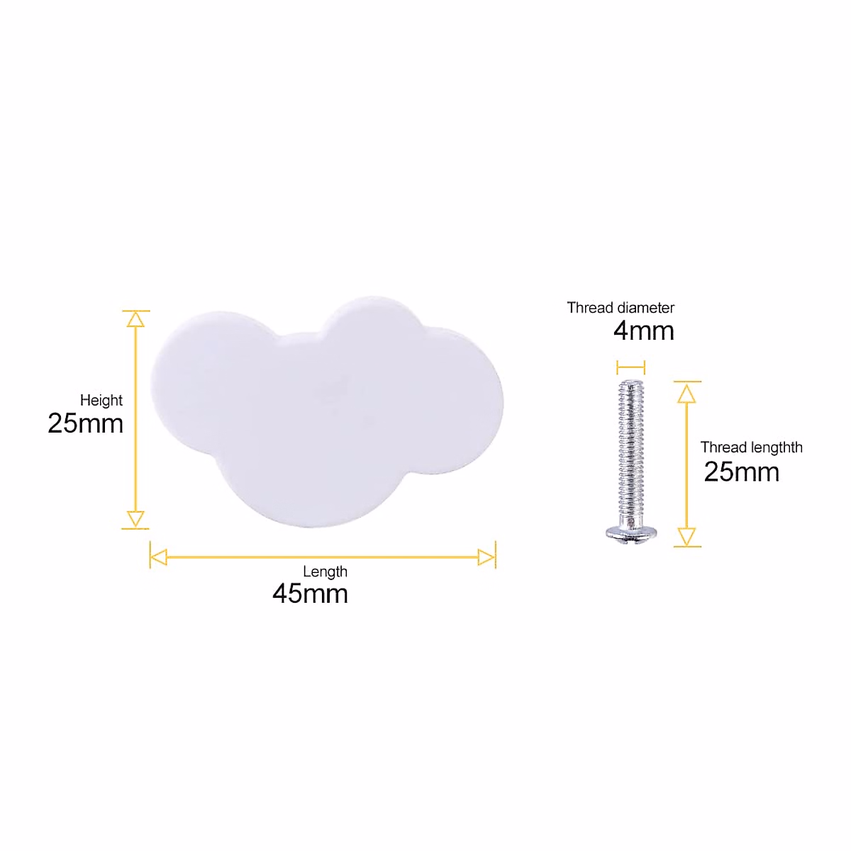 Mgoodoo Cloud Cartoon Kids Room Knob, 4.5cm Cute White Dresser Handles Soft Rubber Decor Pull for Door Wardrobe Toy Organizer Box Bookcase Bedroom Single Hole