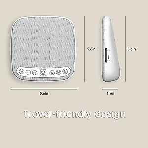 HEAVTUEN White Noise Machine,Sound Machine with 18 Non Looping Natural Soothing Sounds, Small Travel Sound Machine Powered USB Sleep Sound Timer Therapy for Baby Kids Adults