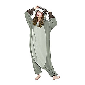 SAZAC Raccoon Kigurumi - Onesie Jumpsuit Halloween Costume Gray