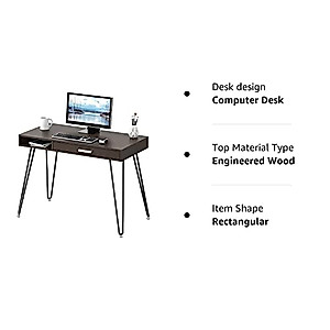 SHW Home Office Computer Hairpin Leg Desk with Drawer