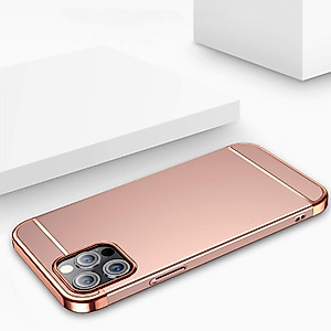 CROSYMX Slim Fit Compatible with iPhone 12 Pro Max Case with [1 x Screen Protector], Ultra Thin Hard Plastic Protective Cover Shockproof Drop Protection 5G Case(6.7 inch) 2020 - Rose Gold