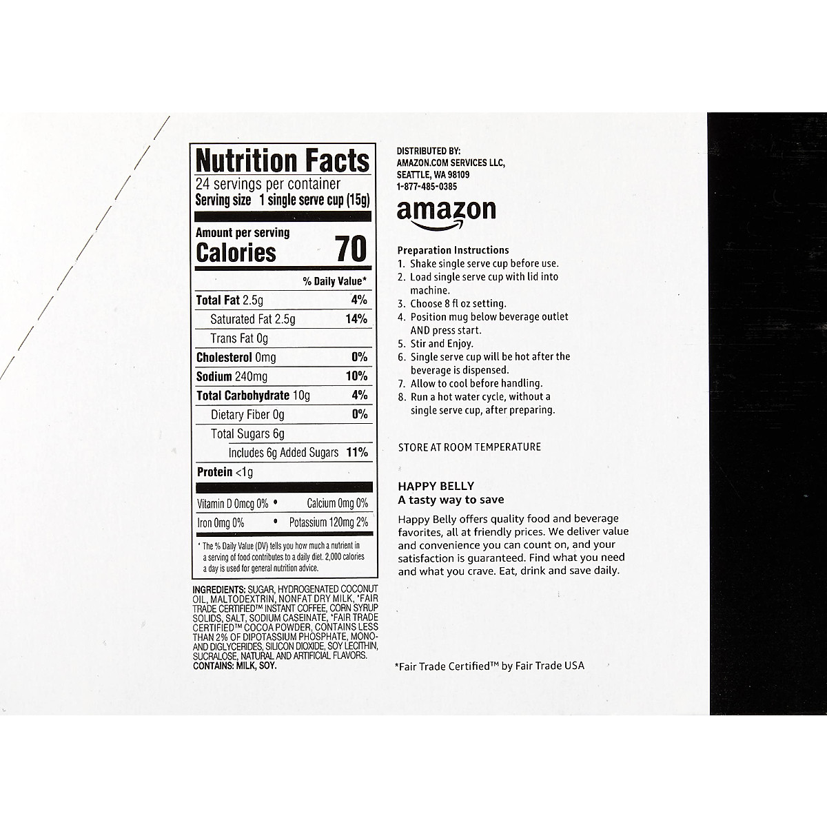 Amazon Brand - Happy Belly Cappuccino Coffee Pods Compatible with 2.0 K-Cup Brewers, French Vanilla Flavored, 24 Count