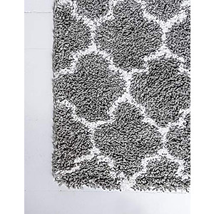 Unique Loom Rabat Shag Collection Area Rug - Marble (5' 1" x 8' Rectangle, Gray/ Ivory)