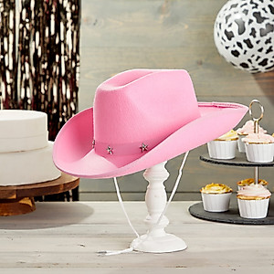 Zodaca Felt Pink Cowgirl Hat for Women and Men, Costume Accessories (14.8 x 10.6 x 5.9 Inches)