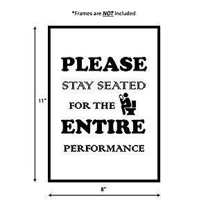 Bathroom Quotes and Sayings Art Prints, Set of Four Photos 8x11 Unframed | Aesthetic Bath Decorations, Great Gift for Restroom and Toilet Decor, Black and White Funny Home Wall Pictures, Hillarious/Humorous, Perfect for Housewarming Gifts Under $10