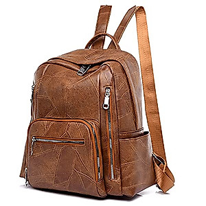 XIA WEI SI Women's Backpack Purses Multipurpose Vintage Handbag Shoulder Bag PU Leather Fashion Travel bag (Brown)