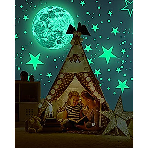 Glow in The Dark Stars Wall Stickers,Glowing Stars for Ceiling and Wall Decals,435 Pcs,Ceiling Stars Glow in The Dark,Perfect for Kids Bedding Room,Play Room,Living Room,Wall Decorations,Baby Room Decor,Best Birthday Gift（Green）