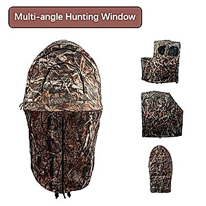 ETSG Hunting Blind Chair 270° See Though Deer Blind with Built-in Hunting Chair Ground Blinds for Deer Hunting Pop Up Hunting Blinds with Carrying Bag Portable Ground Blind for Deer, Turkey Hunting