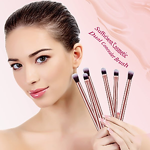 6 Pcs Eyeshadow Smudge Brush 2-in-1 Eyeshadow Brush 2 Double Ended Make Up Brush Concealer Brush Under Eye Small Soft Firm Pointed Foundation Makeup Applicator for Blending Eye Shadow Liner