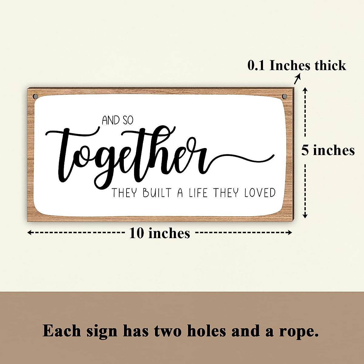 And So Together They Built a Life They Loved Wood Hanging Sign, Bedroom Home Decor Family Sign Plaque, Shelf Wall Decor Artwork Housewarming Gift New Home for Living Room Kitchen -05