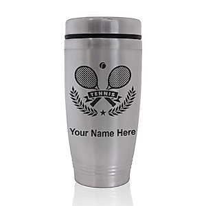 SkunkWerkz Commuter Travel Mug, Tennis Rackets, Personalized Engraving Included