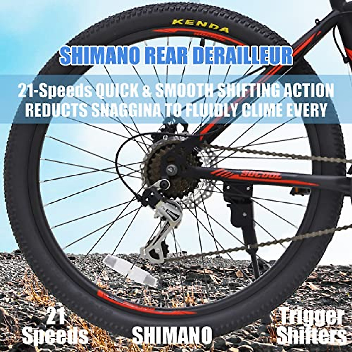 SOCOOL 26 inch Mountain Bicycles for Men, Womens Mountain Bikes for Adults Teenagers