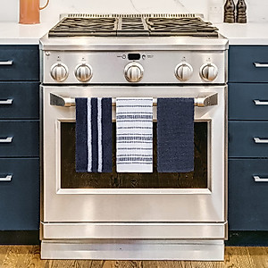 Nautica 100% Cotton Kitchen Towels Set of 3 | 18" x 28" Super Absorbent Reusable Cleaning Cloths, Tea Towels, Hand Towels for Drying Dishes | Navy/White Multi Dish Towels for Kitchen