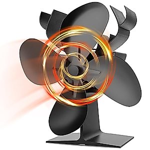 CONBOLA Wood Stove Fan Heat Powered, Winter Limited Edition Silent Operated Fireplace Fan for Wood/Log Burner,Made of Aluminum Material Increases 80% Heat Distribution.（Elk,Black）