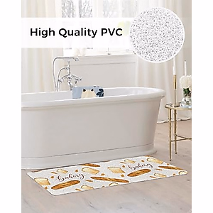 Briskdecor Dessert Baking Tile Bread Baguette PVC Loofah Shower Mat 40x16 inch, Non Slip Comfortable Bathtub Mat Quick Drying Bath Mat with Drain for Tub, Shower, Bathroom