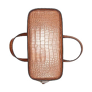 Calvin Klein Statement Series Lock Daytonna Leather Top Zip Satchel, Natural