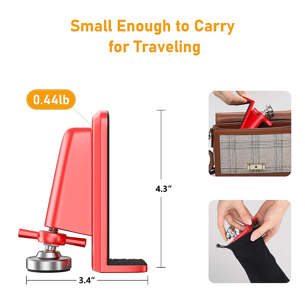 Door Stoppers Security - Portable Door Jammer for Travel Security Anti Theft, Apartment Hotel Door Lock - Protection for Homeowner and Children, Lockdown Device for Women Safety Self Defense (Red)