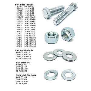 Metric Class 10.9 Hex Cap Screws Bolts, Nuts, & Washers Assortment Kit - 575 Pieces!