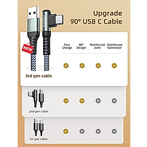 AINOPE USB C Cable 4-Pack [10/6.6/3.3/3.3ft] 3.2A Type C Charger Fast Charging Right Angle, USB C Charger Nylon Braided Compatible with Galaxy S10 S9 S8 Plus S21, Note 10 9 8, LG, Type C Cable