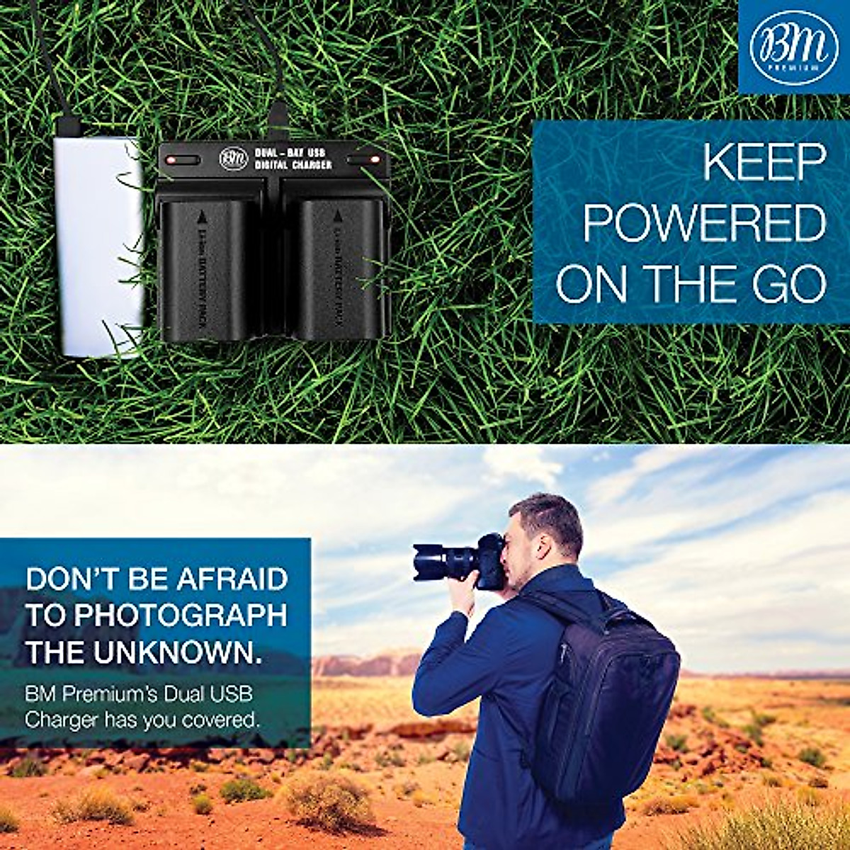 BM Premium 2 Pack of LP-E6NH High Capacity Batteries and Dual Bay Battery Charger for Canon EOS R EOS R5 EOS R6 EOS R6 II EOS R7 EOS 90D EOS 60D EOS 70D EOS 80D EOS 6D II EOS 7D EOS 7D Mark II Cameras