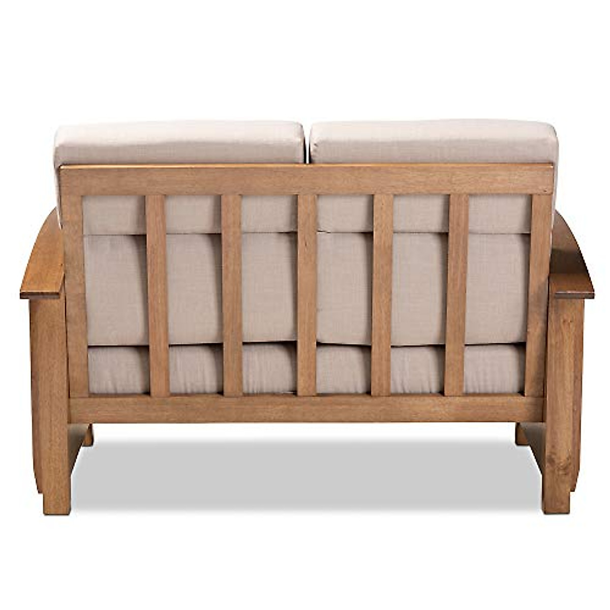 Baxton Studio Loveseats, Taupe/Walnut Brown