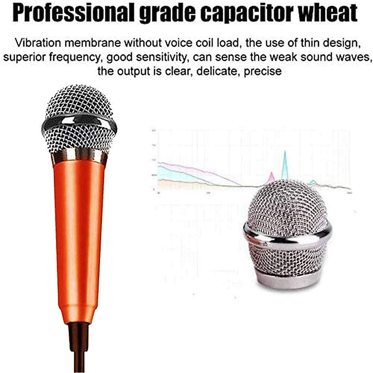 DELADOLA Mini Microphone,Portable Vocal Tiny Microphone, Asmr Microphone,Phone Microphone, Mini Karaoke Microphone for Voice Recording Chatting and Singing On iPhone,Android,Laptop Notebook(Orange)
