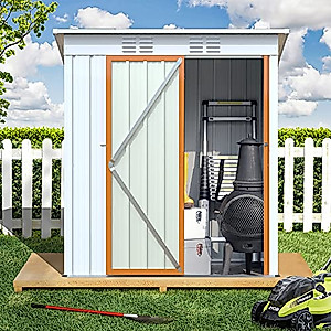 5x3 Ft Outdoor Storage Shed Storage Shed Garden Shed with Slopping Roof Vents Hinge Door and Lock, for Patio Backyard Lawn Garden
