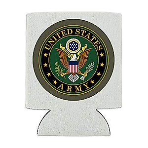 U.S. Army United States Army Eagle Logo Can Cooler - Drink Sleeve Hugger Collapsible Insulator - Beverage Insulated Holder