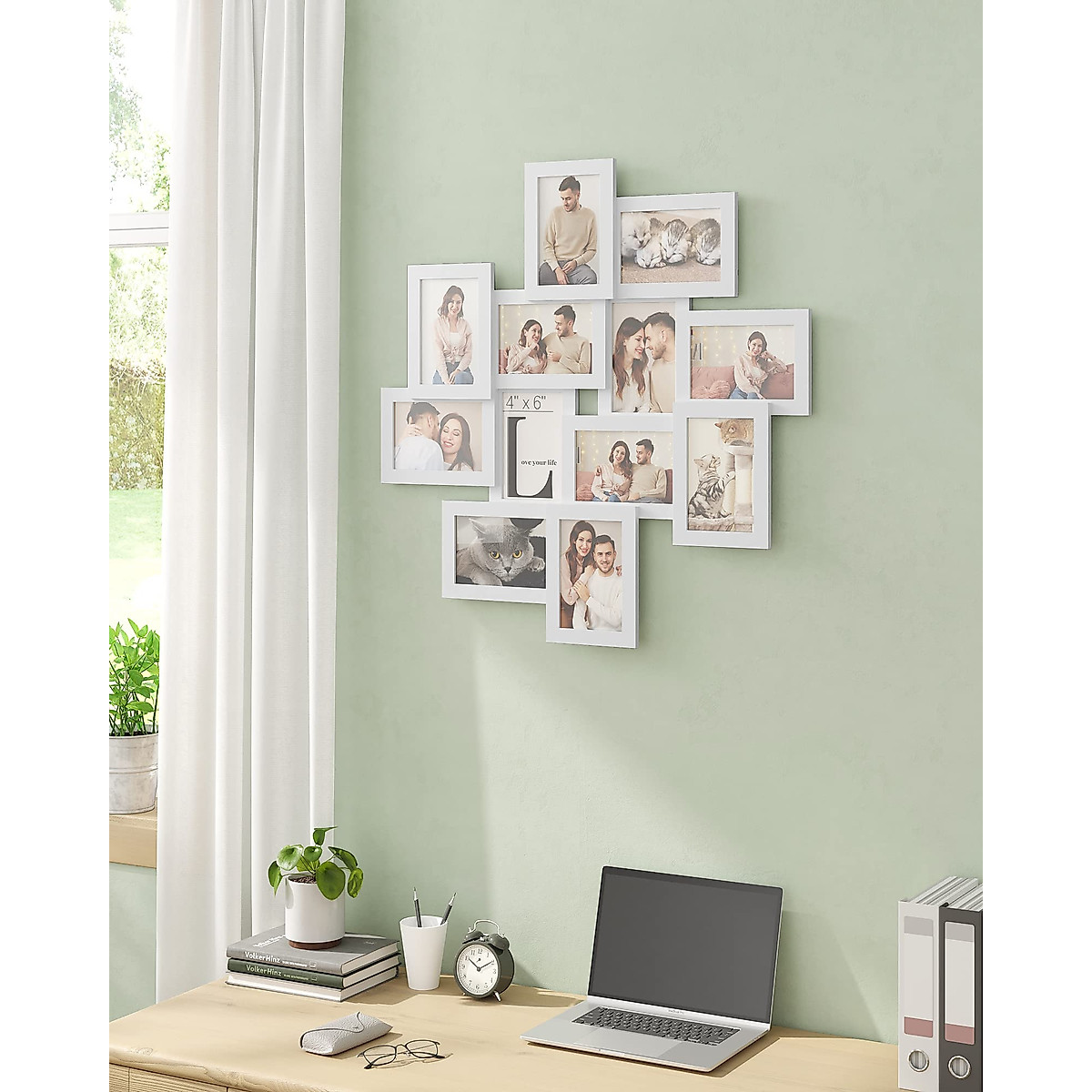 SONGMICS 4x6 Collage Picture Frames, 12-Pack Picture Frames Collage for Wall Decor, White Photo Collage Frame, Multi Picture Frame Set with Glass Front, Assembly Required