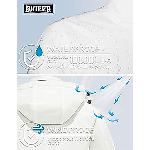 Skieer Men's Waterproof Snow Coat Downhill Skiing Jackets Winter Parka(White,X-Large)