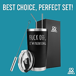 F Off I’m Painting Vacuum Insulated Tumbler Painter Gifts For Dad Husband Boyfriend Brother Son From Mom Wife Girlfriend Sister Artist Stainless Steel Removable Lid Travel Mug (20 oz)