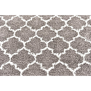 Unique Loom Rabat Shag Collection Area Rug - Marble (5' 1" x 8' Rectangle, Gray/ Ivory)