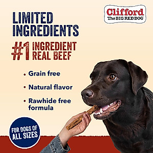 Clifford® Crunchy Beef Sticks for Dogs | Healthy Dog Treats Small Dogs, All Breed Sizes | Real Collagen Beef Dog Treats, Grain and Rawhide Free, Natural Dog Treats - Limited Ingredients (24 Count)