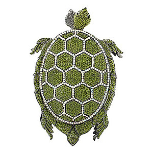 Women Party Evening-Bag Elegant Crystal Ladies Clutch-Purse Chain Diamond Handbag Wedding Green Turtle