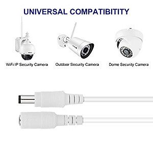 Dericam DC 12V 2A Power Supply Adapter, Wall Charger, 5ft/1.5m Power Cord, Fits DVR/NVR/IP/CCTV Camera, 5.5x2.1mm Size Connector, Input AC 100-240V, Output DC 12V 2A, US Plug, White