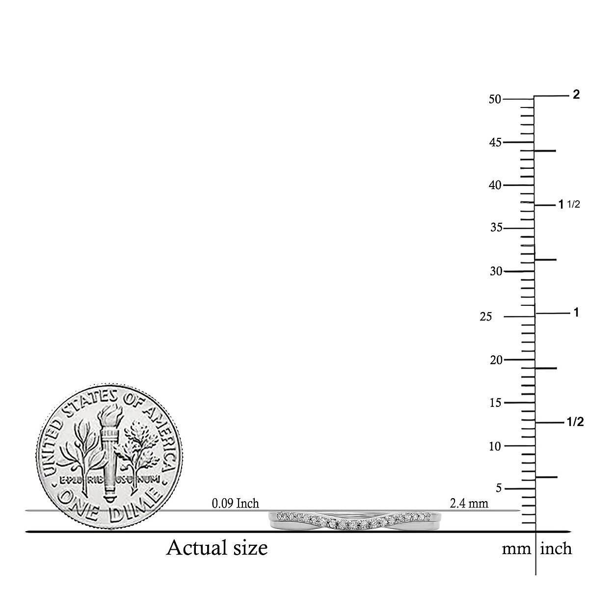 Dazzlingrock Collection 0.11 Carat (ctw) 10K Round Cut White Topaz Ladies Wedding Guard Contour Band, White Gold, Size 6.5