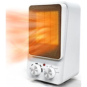 Small Space Heater White Electric Ceramic Heater 1500W, Mini Indoor Portable Heater with Tip-Over and Overheat Protection for Bedroom, Office and Desk