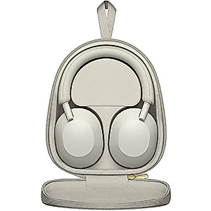 Sony WH-1000XM5 Wireless Industry Leading Noise Canceling Headphones, Silver Bundle with Deco Gear Wood Headphone Display Stand and Protective Travel Carry Case