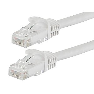 Monoprice Cat5e Ethernet Patch Cable - 20 feet - White | Snagless RJ45, Stranded, 350Mhz, UTP, Pure Bare Copper Wire, 24AWG - Flexboot Series