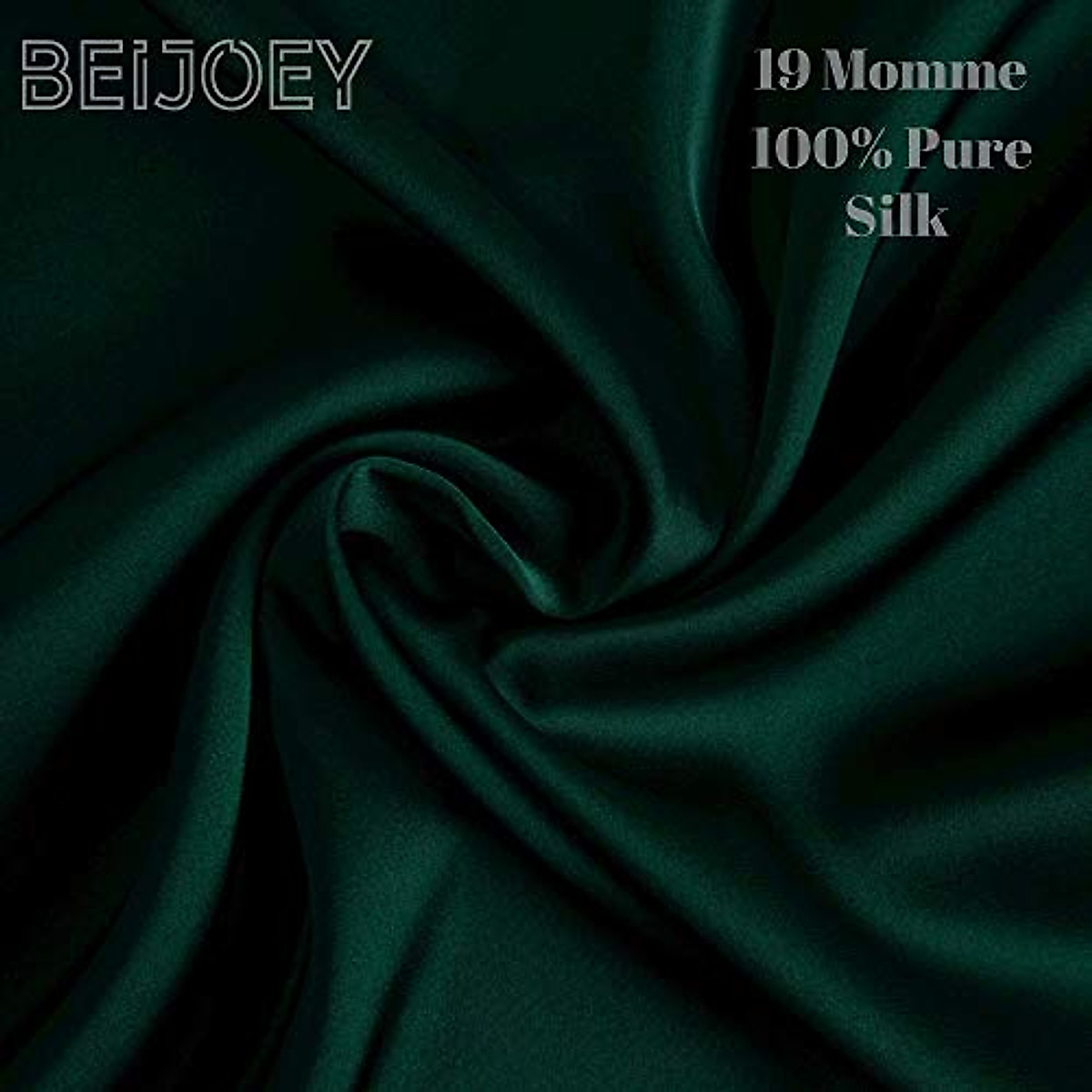 BEIJOEY 100% Mulberry Silk Pillowcase 2 Pack for Hair and Skin,with Hidden Zipper,Both Sides 19 Momme 600 Thread Count Natural Silk Pillow Cover,Soft Breathable Smooth (Dark Green, Standard 20''x26'')