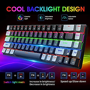 Mechanical Keyboard,68‑Key RGB Backlit Gaming Mechanical Keyboard,Support 20 Kinds of Super Dazzling Led Light Effects,Plug and Play,for General Desktop and Notebook Computers(Black (Green Shaft))